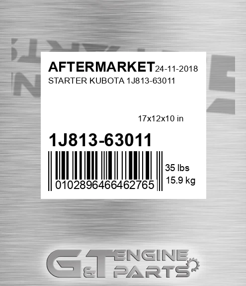 1J813-63011 STARTER KUBOTA 1J813-63011 AFTERMARKET | Price: $314.64