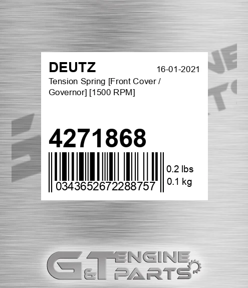 4271868 Tension Spring [Front Cover / Governor] [1500 RPM] made to fit ...