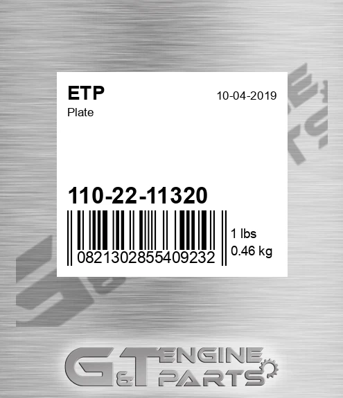 110-22-11320 Plate ETP | SAME AS KOMATSU WARRANTY | Price: $38.27