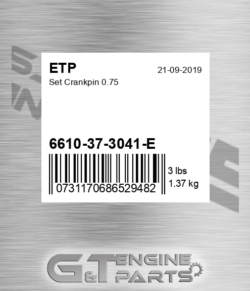 6610-37-3041-E Set Crankpin 0.75 ETP | Price: $109.64