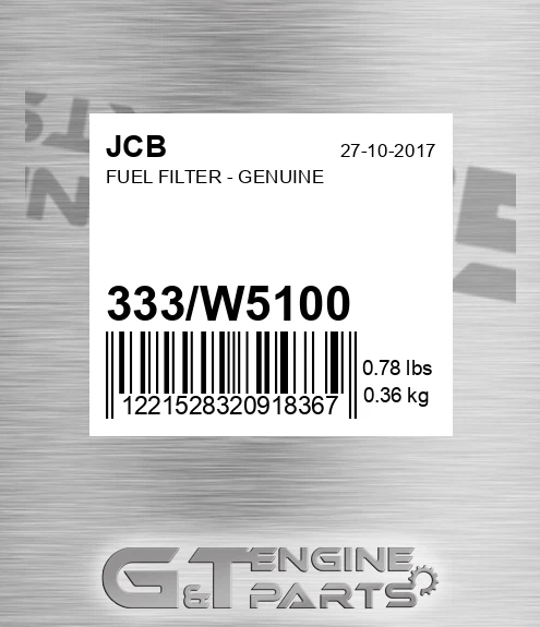 333/W5100 FUEL FILTER - GENUINE made to fit JCB | Price: $67.14
