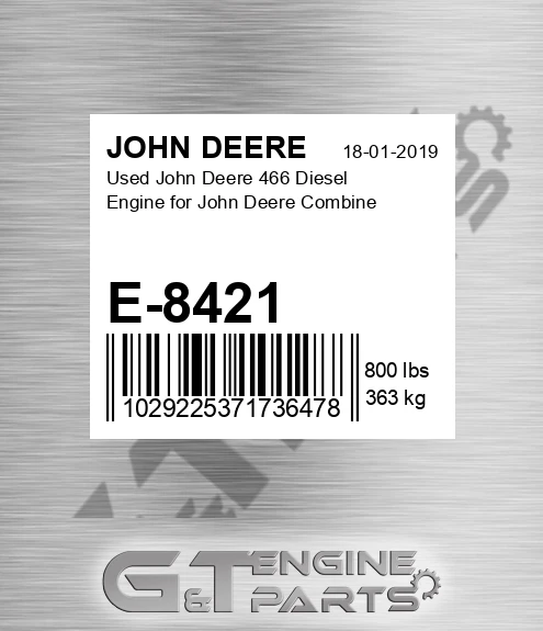 E-8421 Used John Deere 466 Diesel Engine for John Deere Combine made to ...