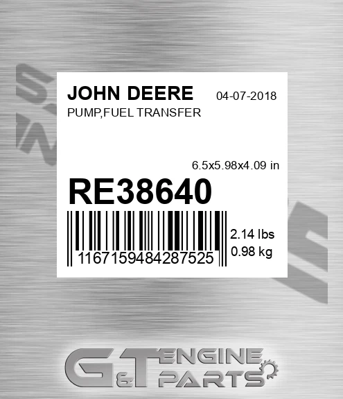 RE38640 PUMP,FUEL TRANSFER made to fit JOHN DEERE | LTD. WARRANTY ...