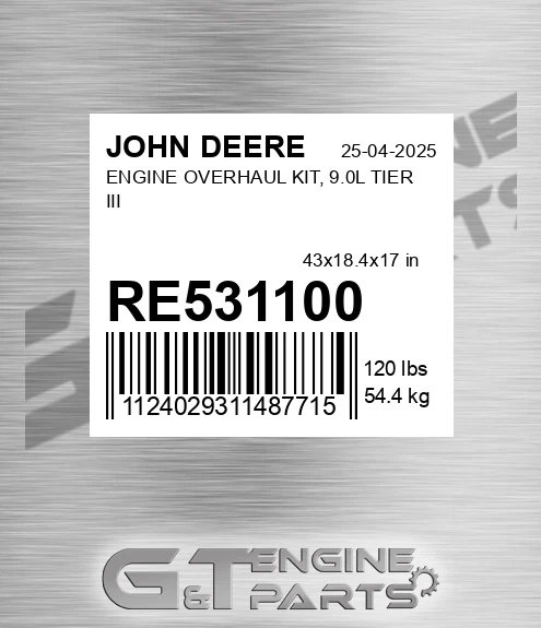 RE531100 ENGINE OVERHAUL KIT, 9.0L TIER III made to fit JOHN DEERE ...