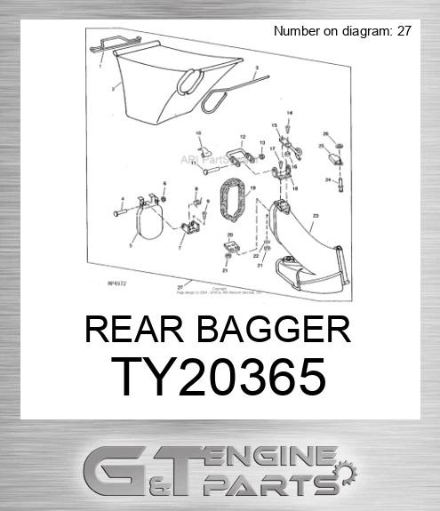 TY20365 REAR BAGGER made to fit JOHN DEERE | LTD. WARRANTY | Price: $138.22