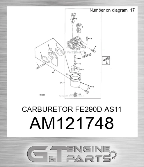 AM121748 CARBURETOR FE290D-AS11 made to fit JOHN DEERE | WARRANTY ...