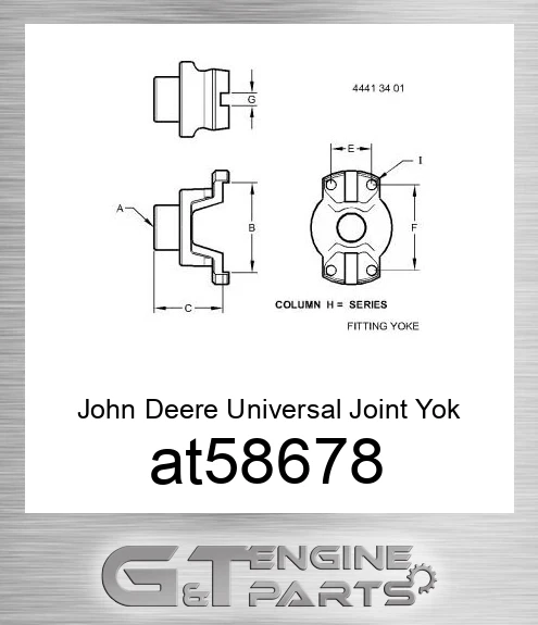 AT58678 John Deere Universal Joint Yoke AT58678 made to fit John Deere ...