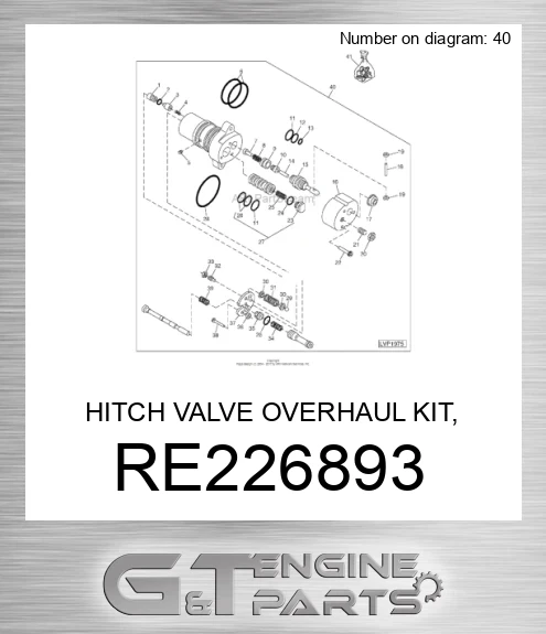 RE226893 HITCH VALVE OVERHAUL KIT, HITCH VAL made to fit JOHN DEERE ...