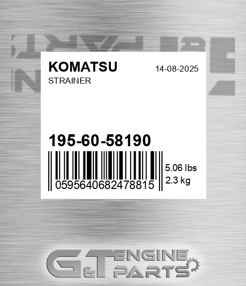 195-60-58190 STRAINER made to fit KOMATSU | Price: $336.86