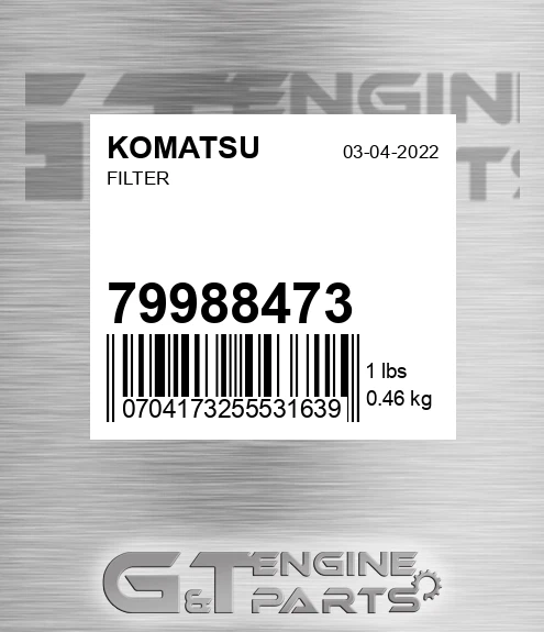 79988473 FILTER made to fit KOMATSU | Price: $268.39