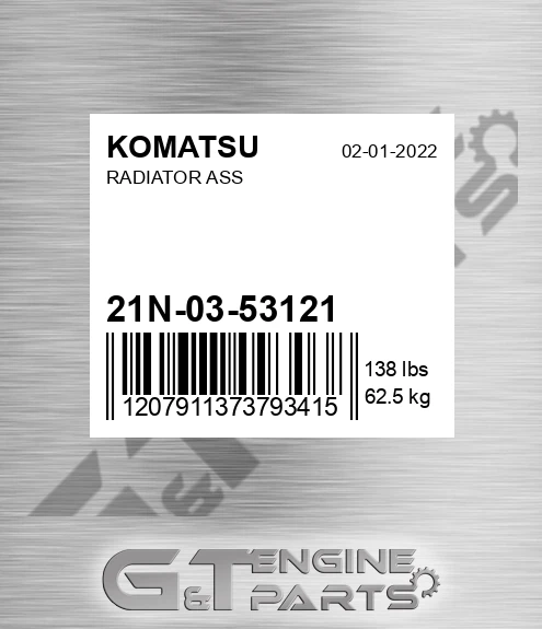 21N-03-53121 RADIATOR ASS made to fit KOMATSU | Price: $10,114