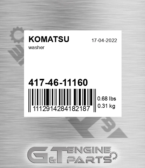 417-46-11160 washer made to fit KOMATSU | SAME AS KOMATSU LTD. WARRANTY ...