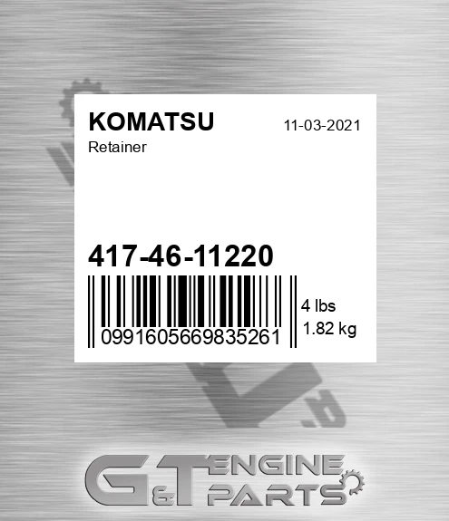 417-46-11220 Retainer made to fit Komatsu | SAME AS KOMATSU WARRANTY | Price: $71.99