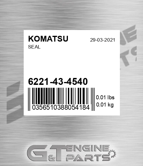 6221-43-4540 Seal Valve made to fit Komatsu | SAME AS KOMATSU WARRANTY ...