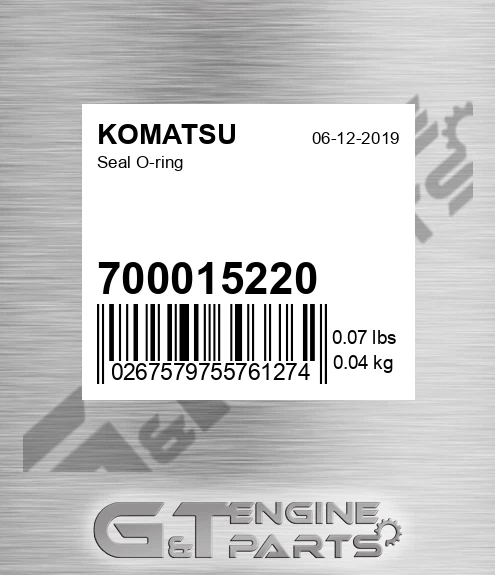 700015220 Seal O-ring made to fit KOMATSU | 1 YEAR LTD. WARRANTY ...