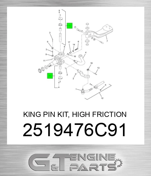 2519476C91 KING PIN KIT, HIGH FRICTION FOR MFS13 made to fit NAVISTAR ...